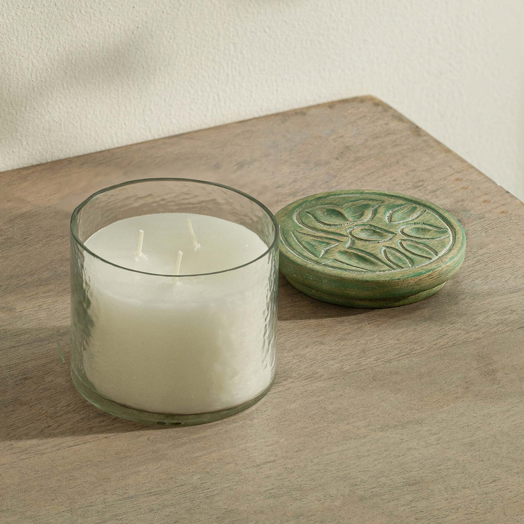 Buy Jade Lotus Glass Jar Wax Candle (3 Wick) Online - Ellementry ...